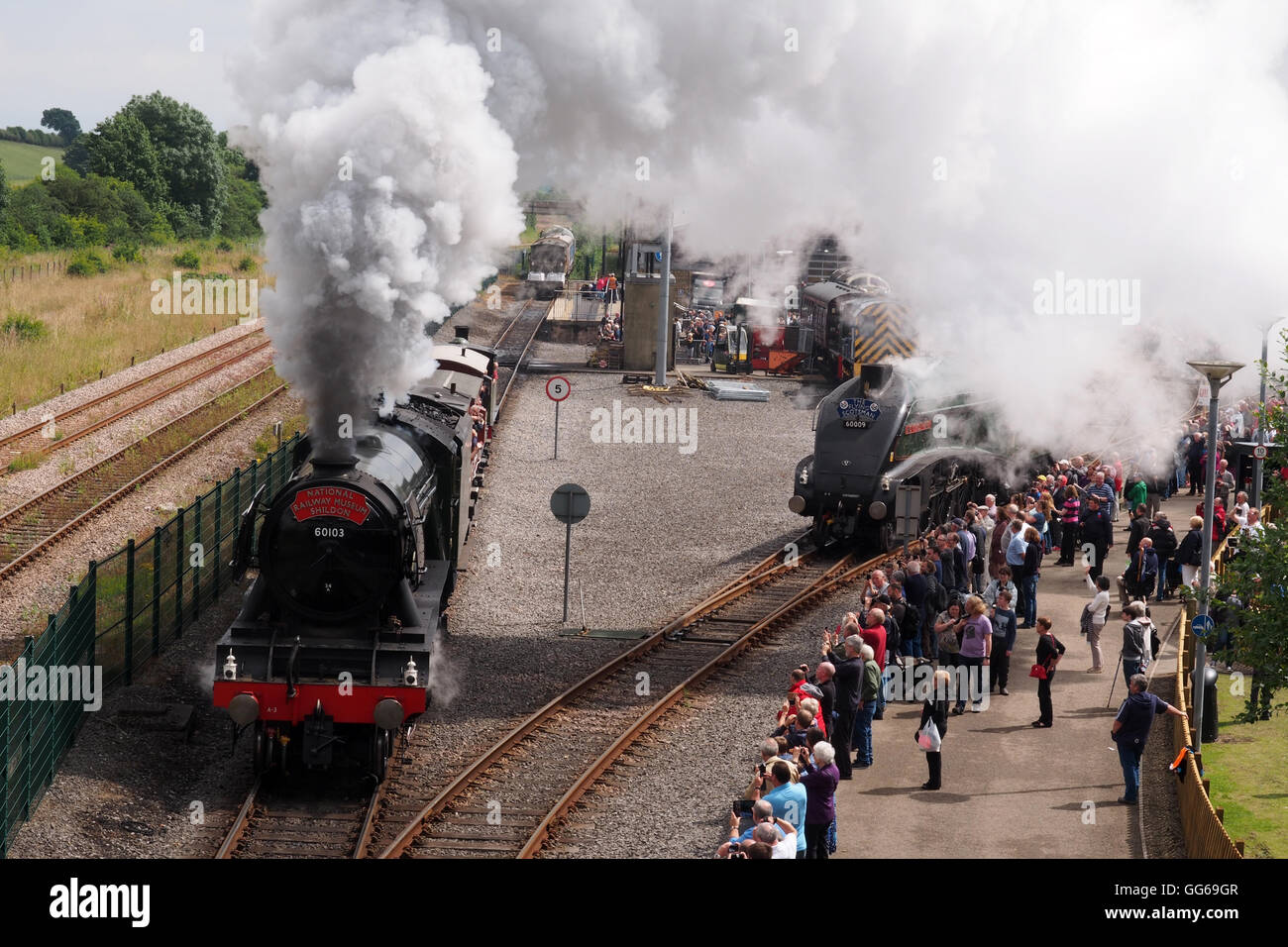 Two steam engines, both of which have borne the label "Flying Scotsman ...