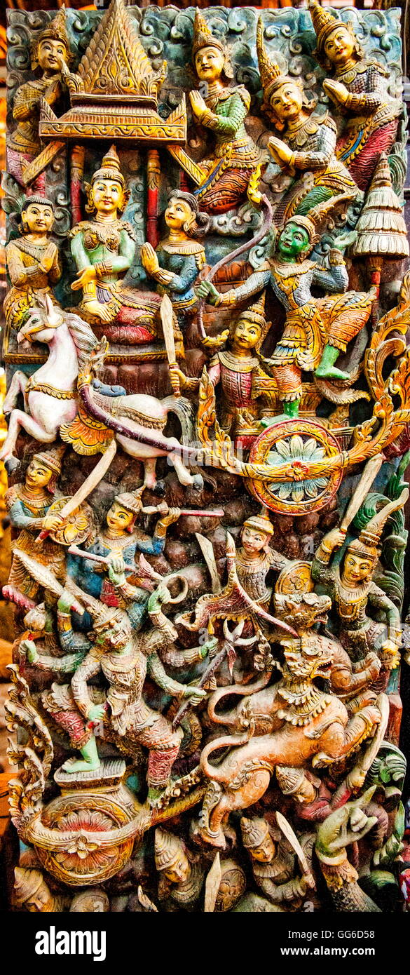 Wood carving, Myanmar Stock Photo - Alamy