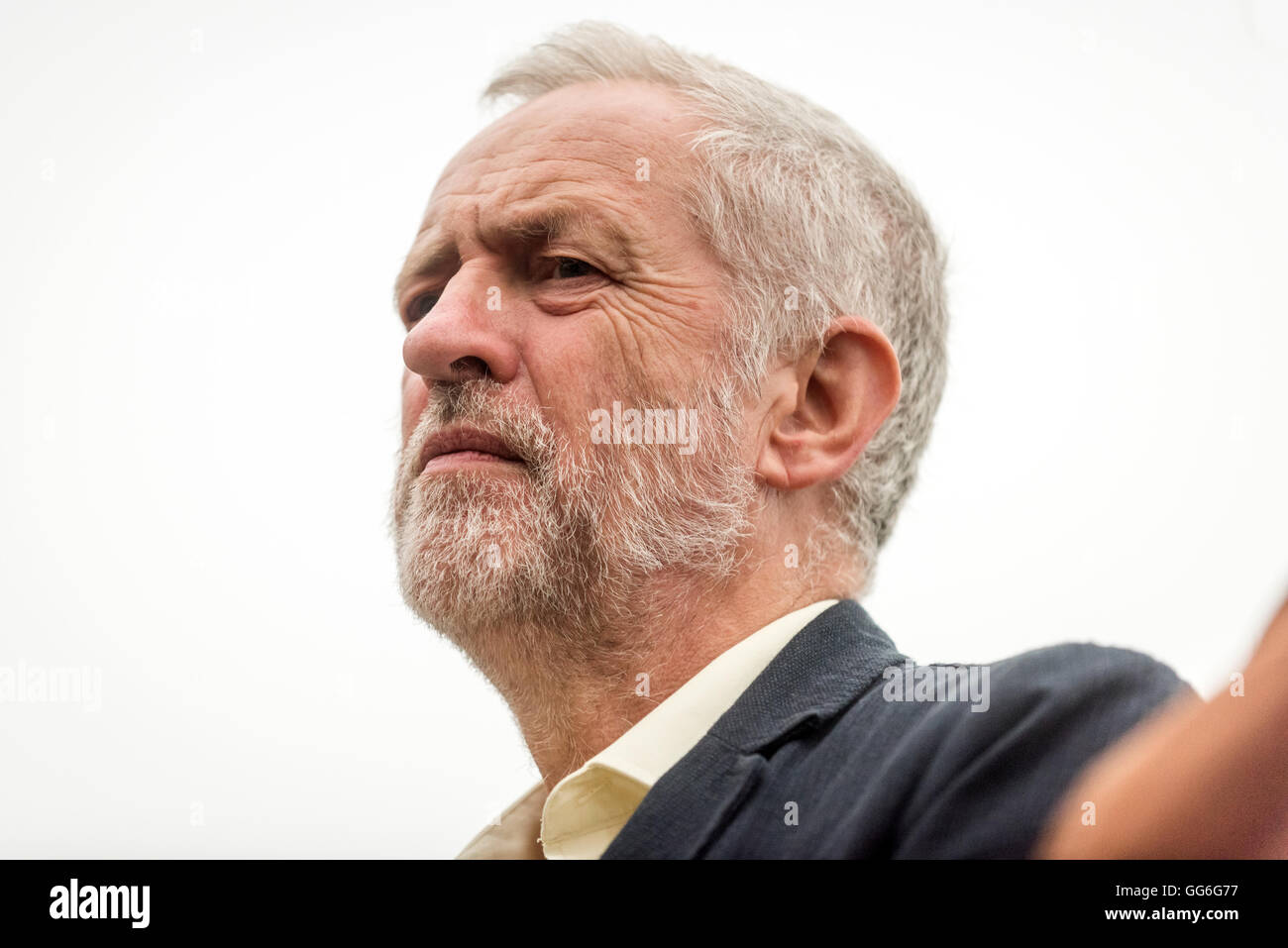 Current leader of the Labour Party, Jeremy Corbyn MP, addressing crowds ...