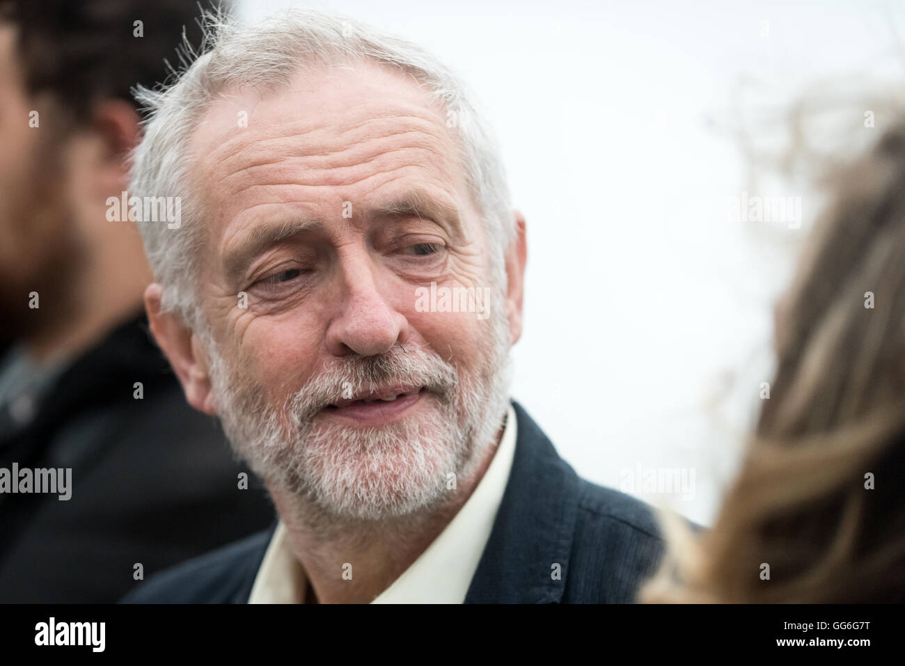 Current leader of the Labour Party, Jeremy Corbyn MP, addressing crowds ...