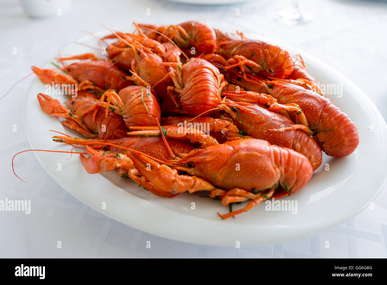 Plate of cooked crayfish caught at Sevan lake in Armenia Stock Photo ...