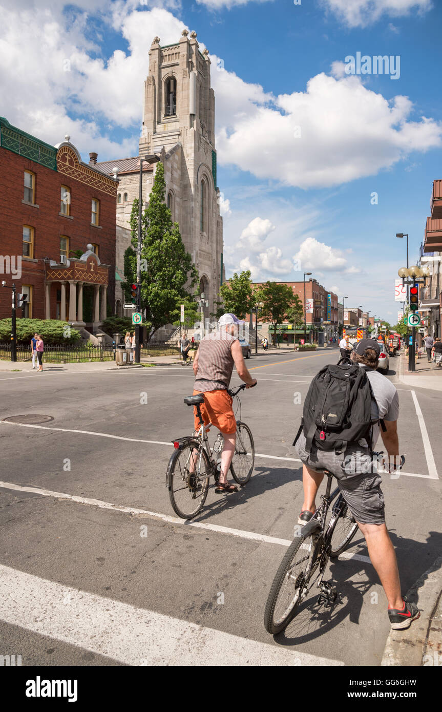 Promenade Masson and Saint-Esprit de Rosemont church in Montreal Stock ...