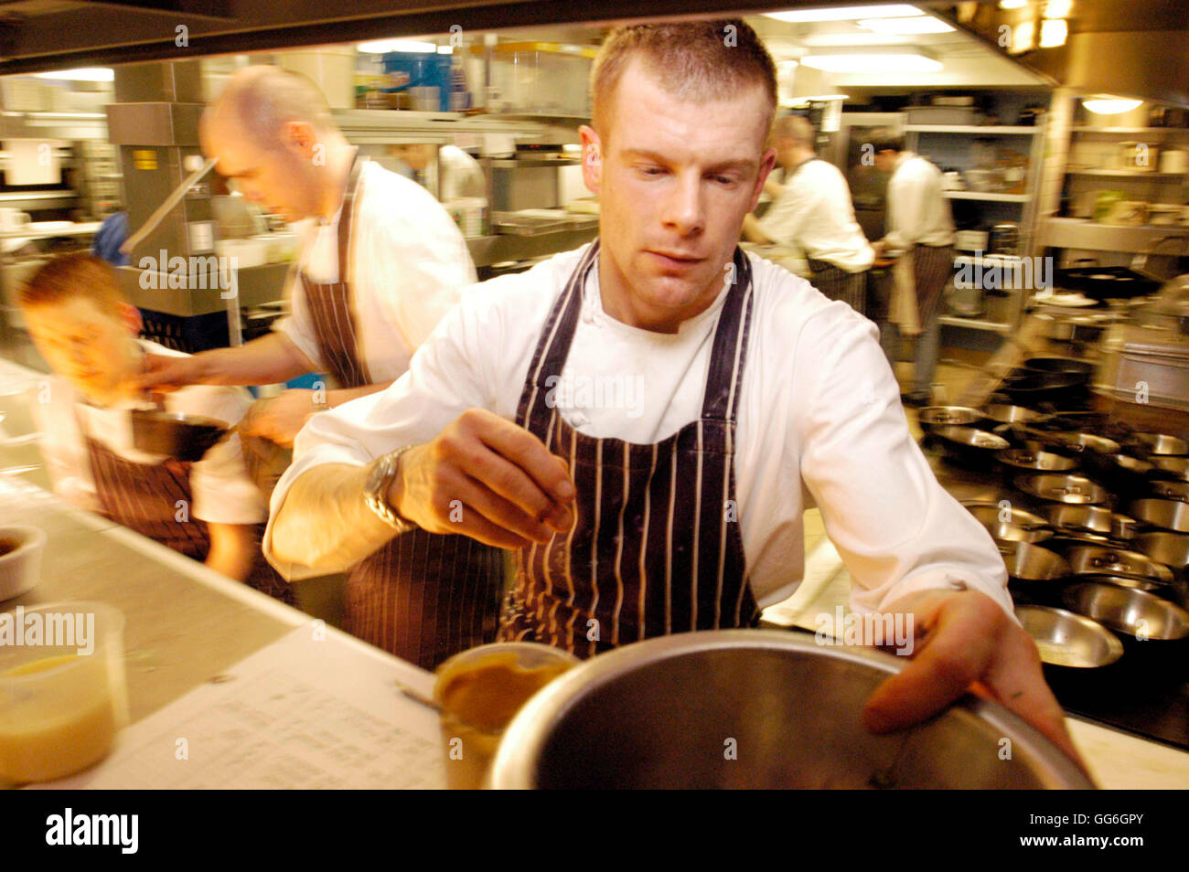 Award winning chef Tom Aikens in the kitchen of his restaurant in ...