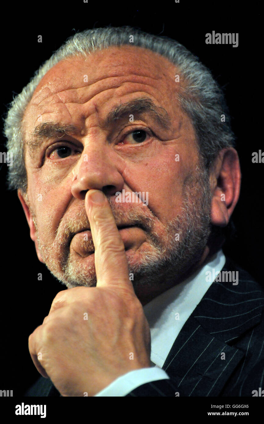 Lord Alan Sugar speaking at The British Library Stock Photo - Alamy