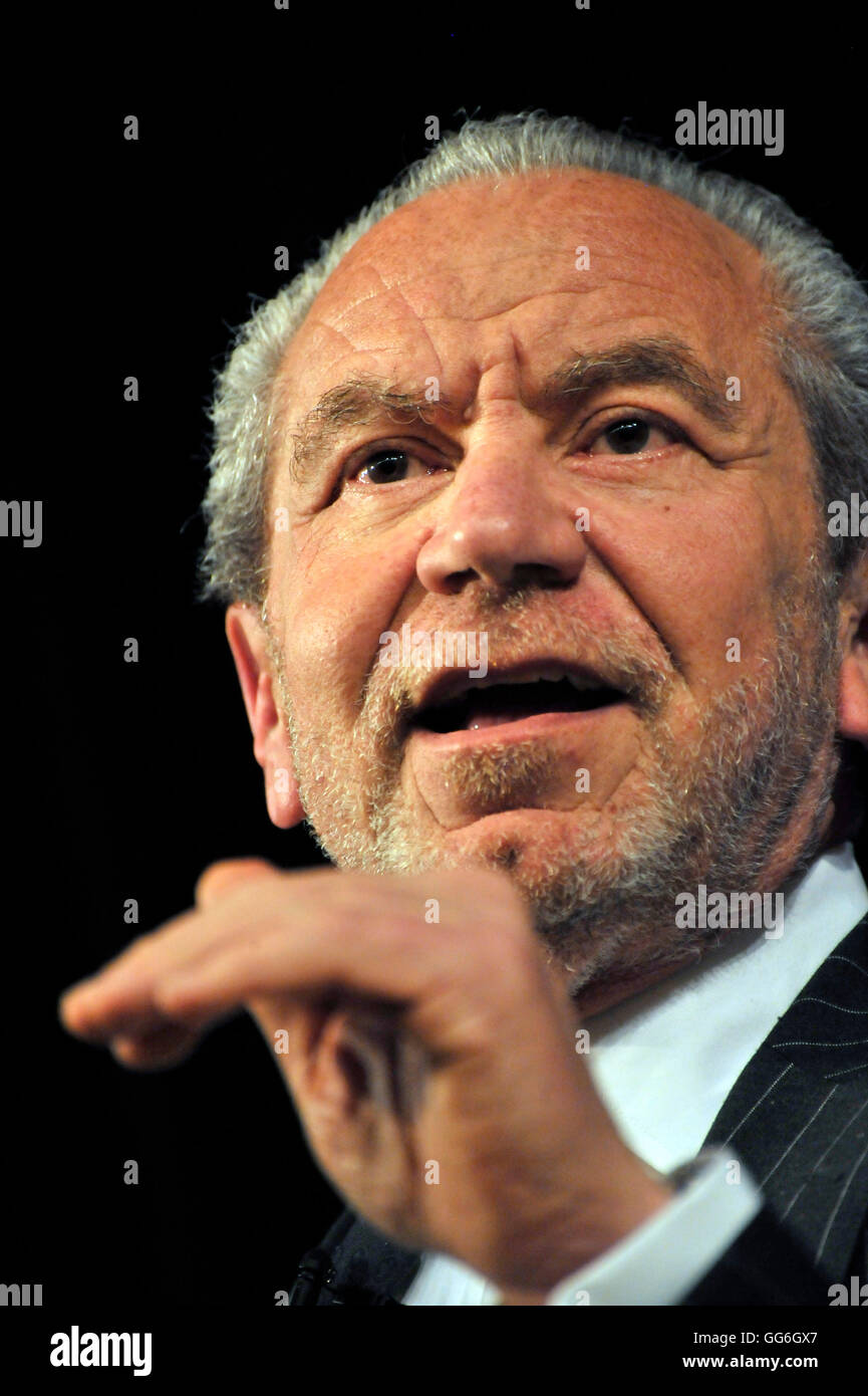 Lord Alan Sugar speaking at The British Library Stock Photo - Alamy