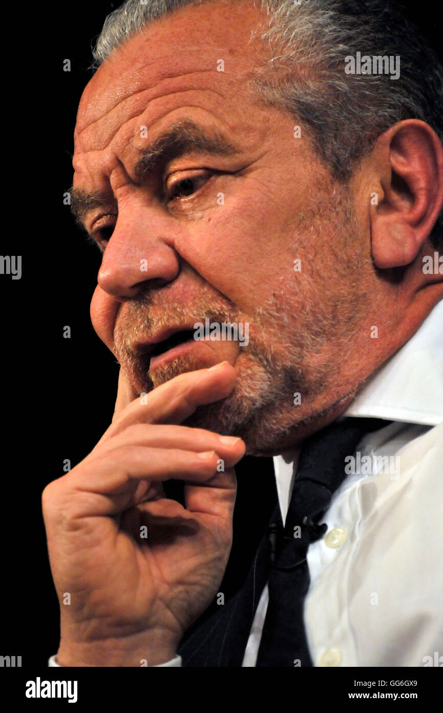 Lord Alan Sugar speaking at The British Library Stock Photo - Alamy