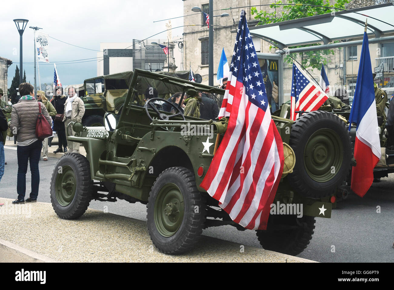 military vehicle of the last world war exposed to a gathering of ...