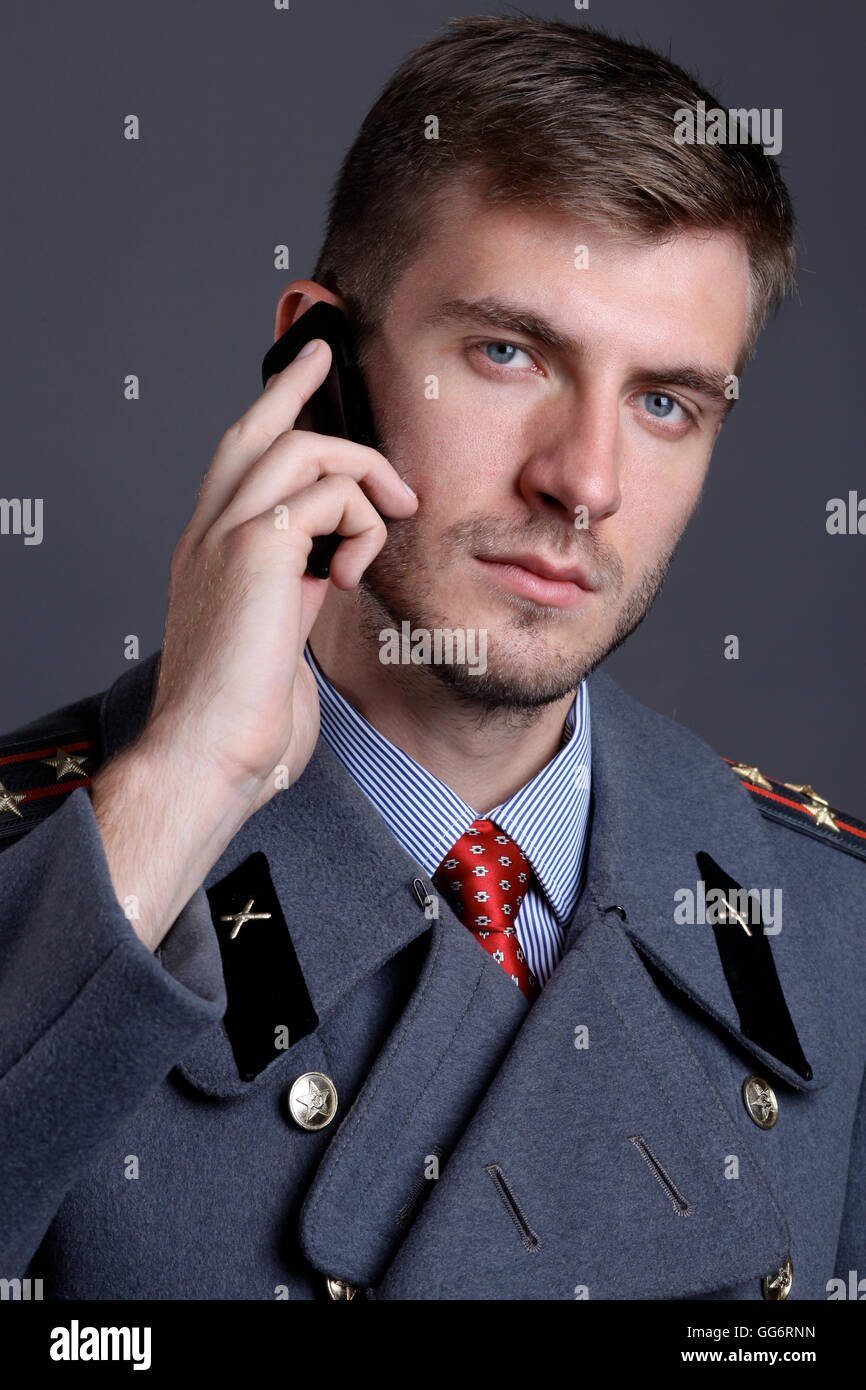 portrait of Russian military officer in greatcoat Stock Photo - Alamy