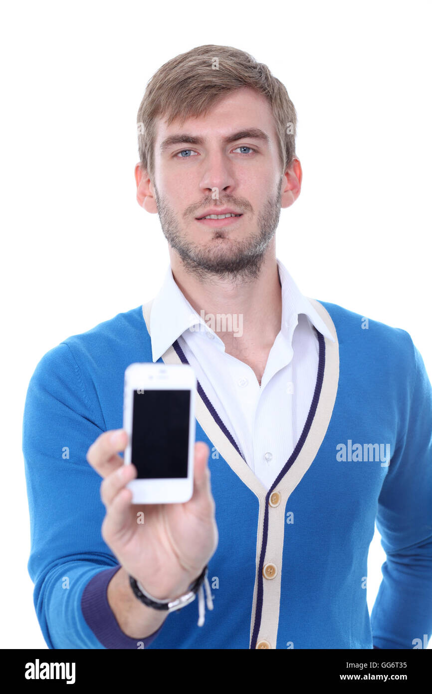 young man on his mobile phone Stock Photo - Alamy