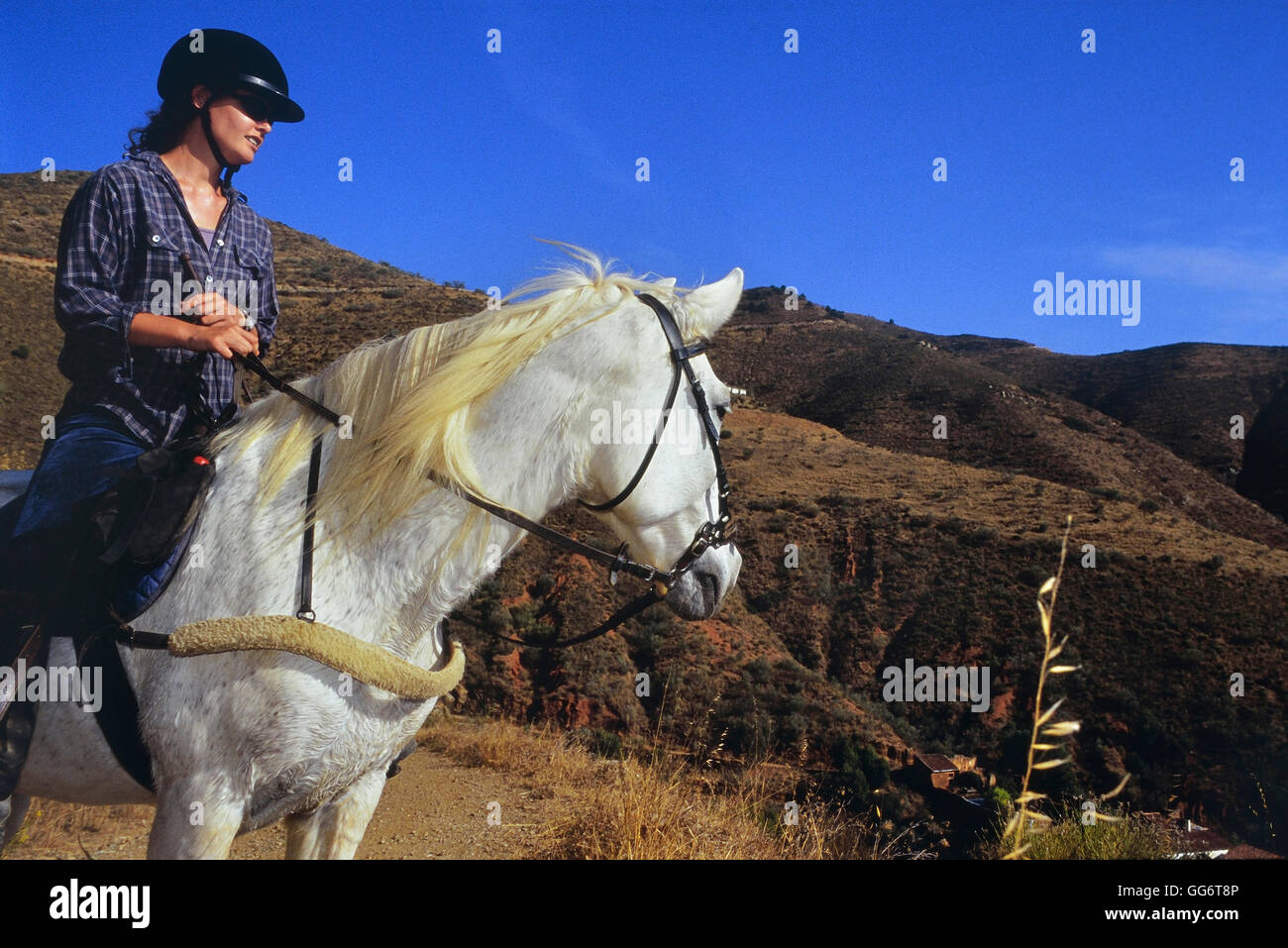 Horse riding in the Alpujarras. Andalusia. Spain. Europe Stock Photo ...
