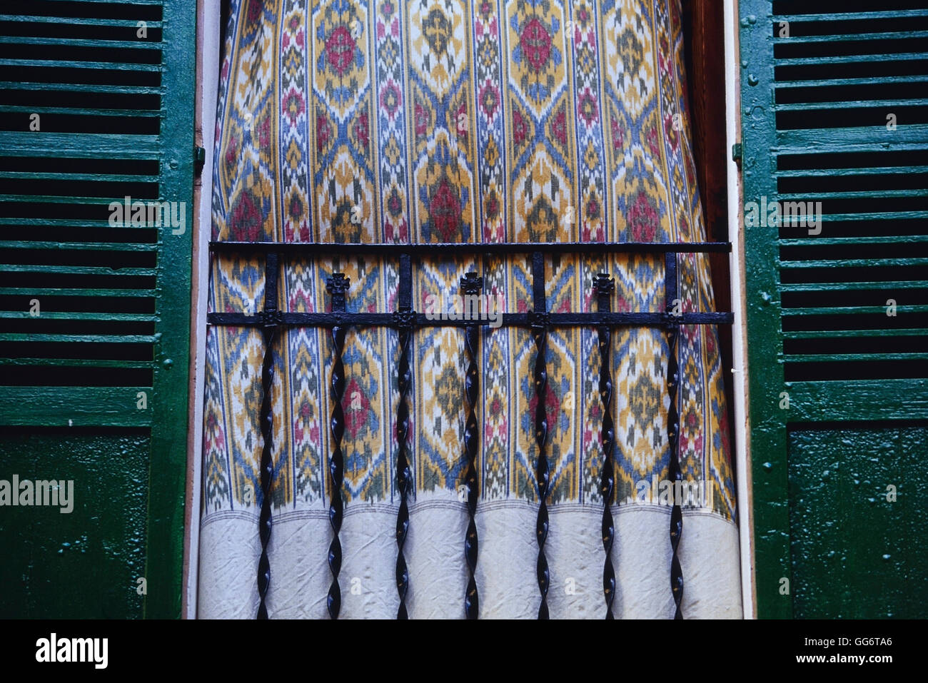 Open shuttered window. Spain. Mallorca.Valldemossa. Europe Stock Photo ...