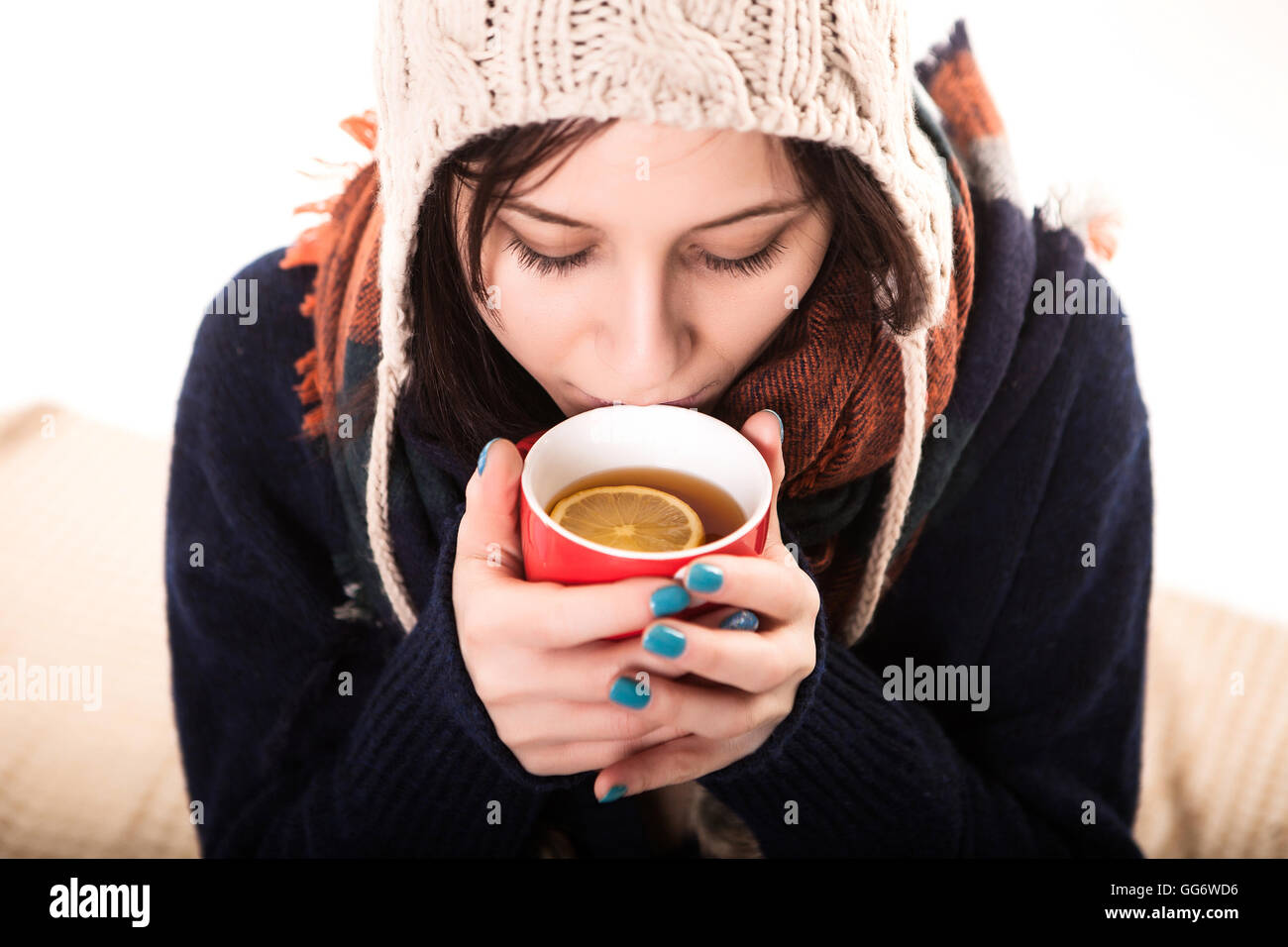 Find your harmony. Close up of delighted young charming girl holding ...