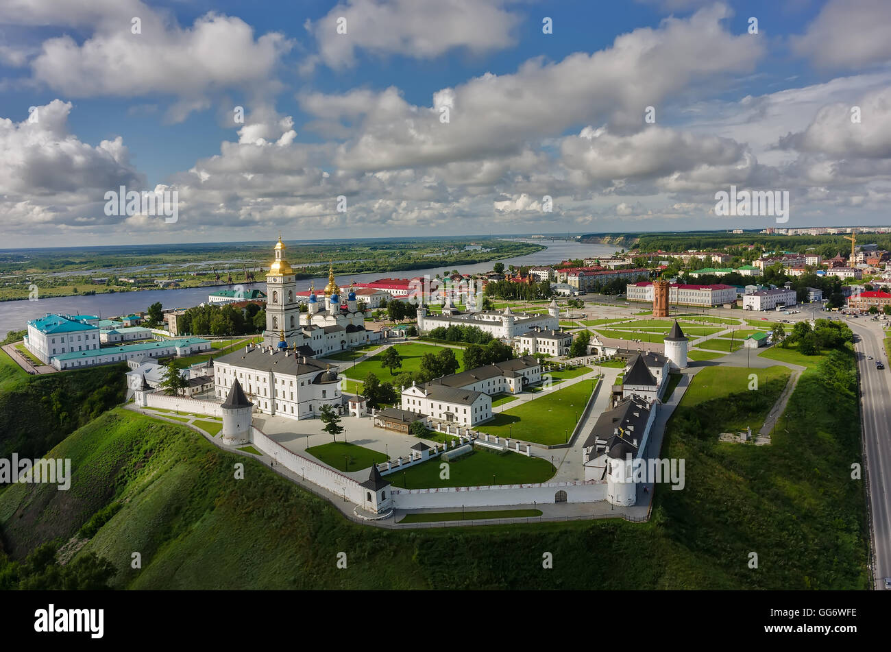 Aerial view onto Tobolsk Kremlin in summer day Stock Photo - Alamy