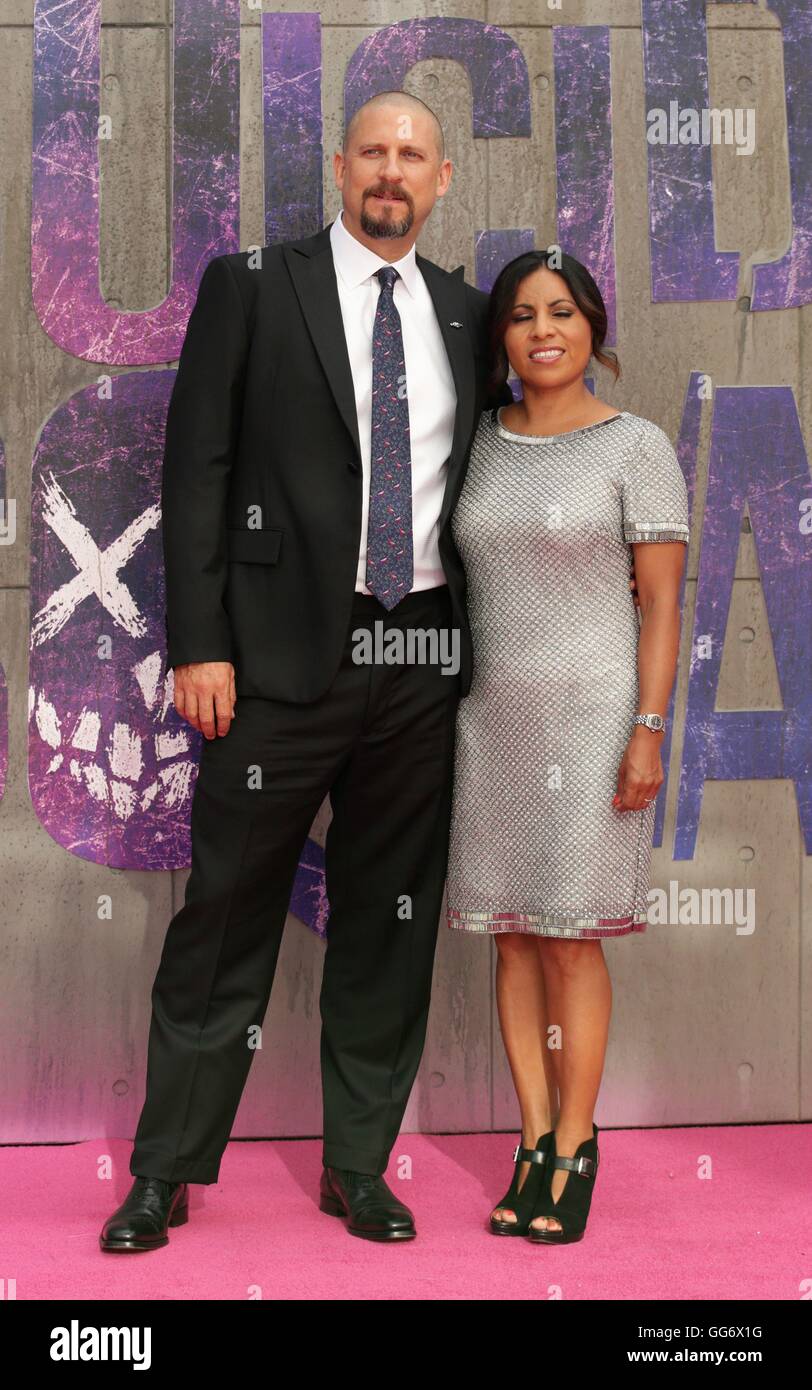 Director David Ayer and his wife Maria during the European premiere of ...