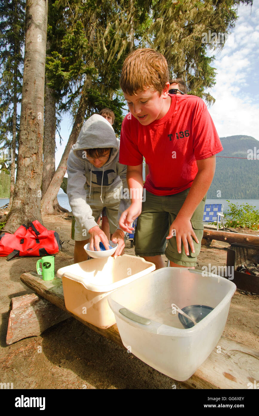Boy Scouts canoeing on the Bowron Lakes circuit. Bowron Lakes ...