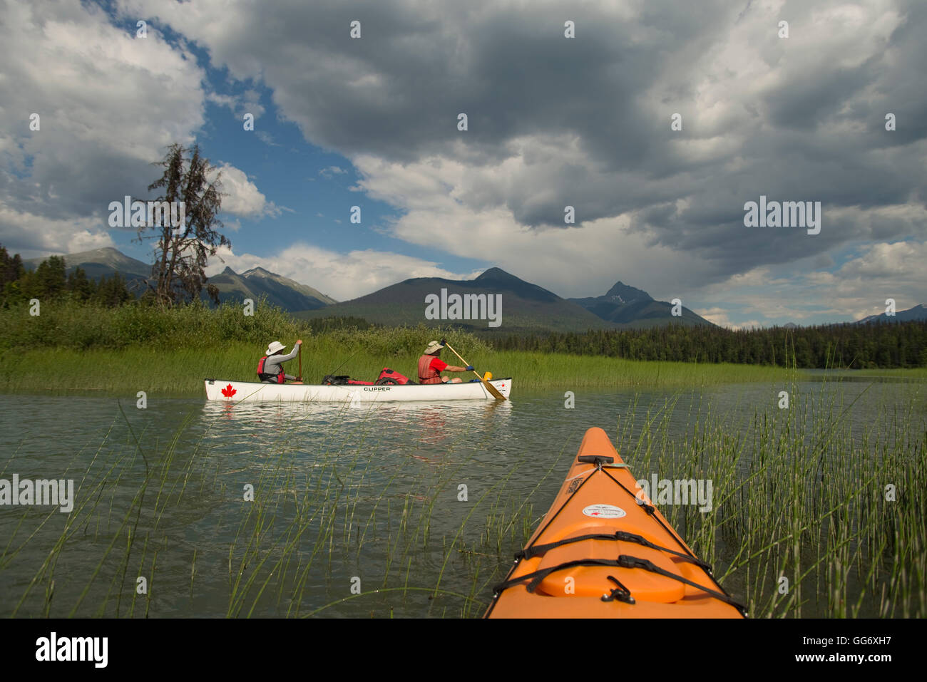 Boy Scouts canoeing on the Bowron Lakes circuit. Bowron Lakes ...