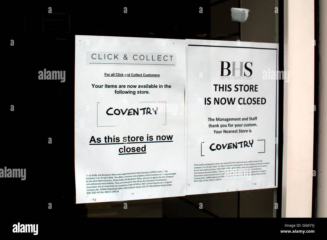 BHS store closed notice, Stratford-upon-Avon, UK Stock Photo - Alamy