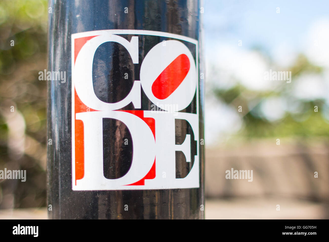 CODE sticker in the style of Robert Indiana Stock Photo - Alamy