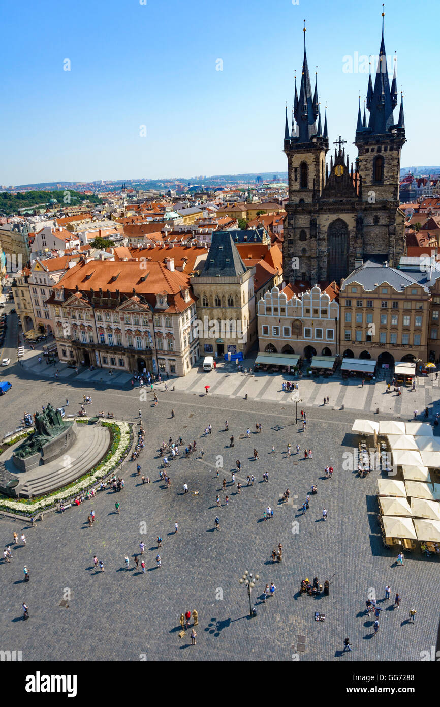 Old Town Square, Church of Our Lady before Týn, Jan Hus monument ...