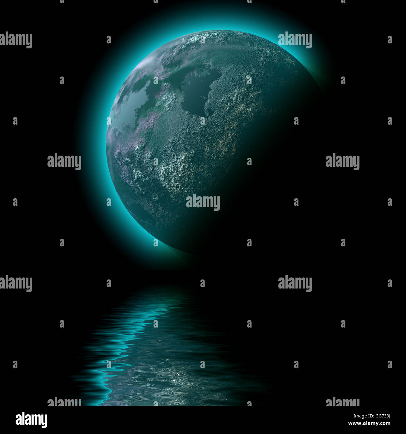 planet space sea illustration Stock Photo - Alamy