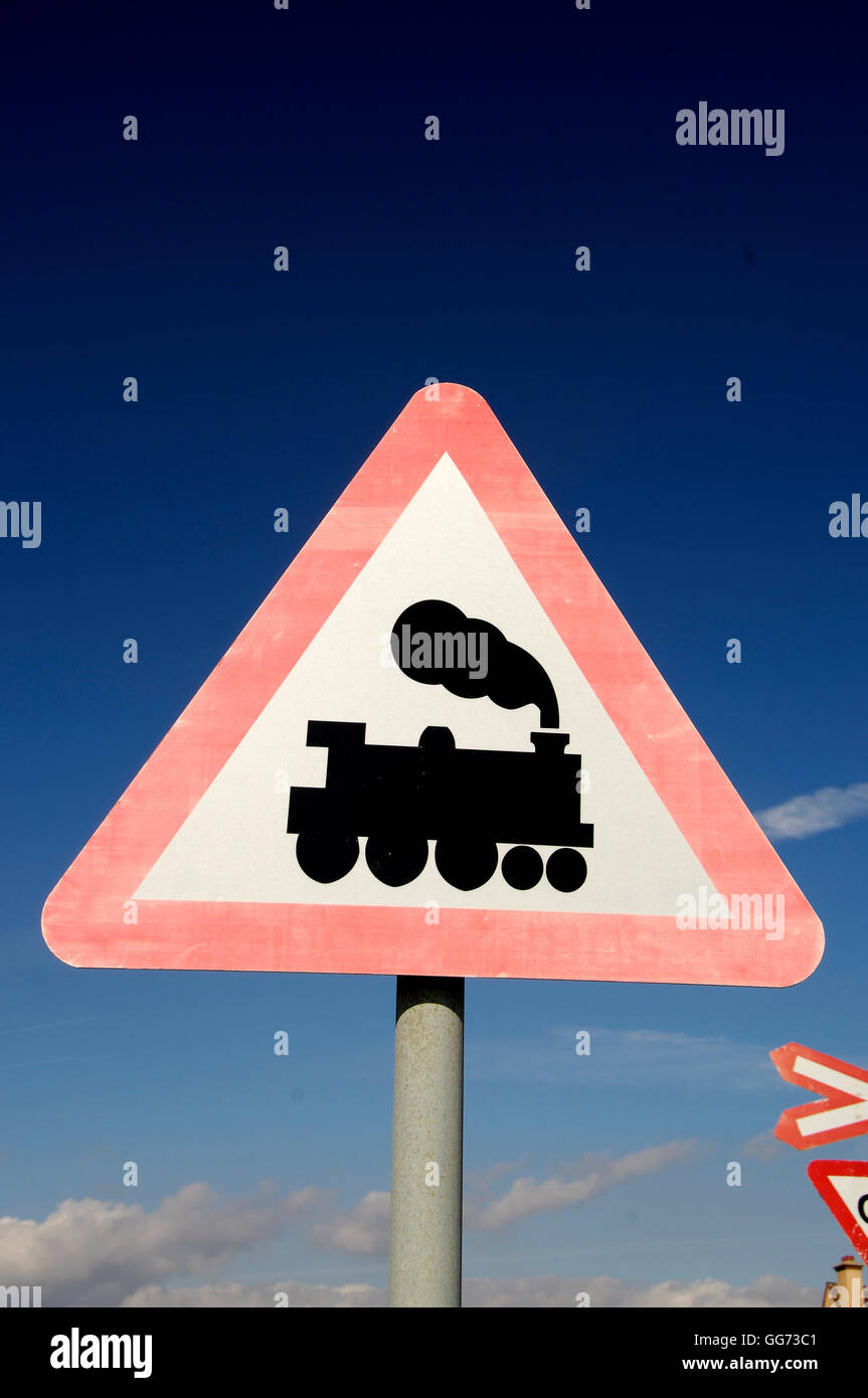 Train crossing sign Stock Photo - Alamy