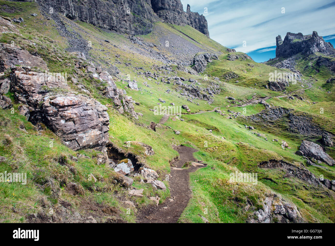 Mountain Trekking Path Leading Towards Quiraing Hill on the Isle of ...