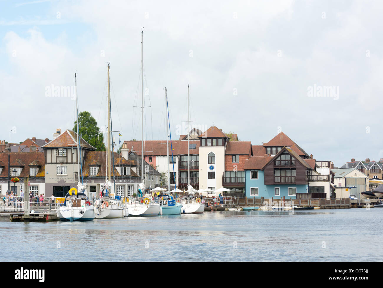 Lymington Quay, Hampshire, UK, a very desirable location Stock Photo ...