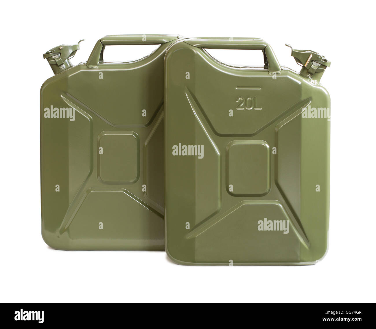 Two army jerricans stading side by side Stock Photo - Alamy