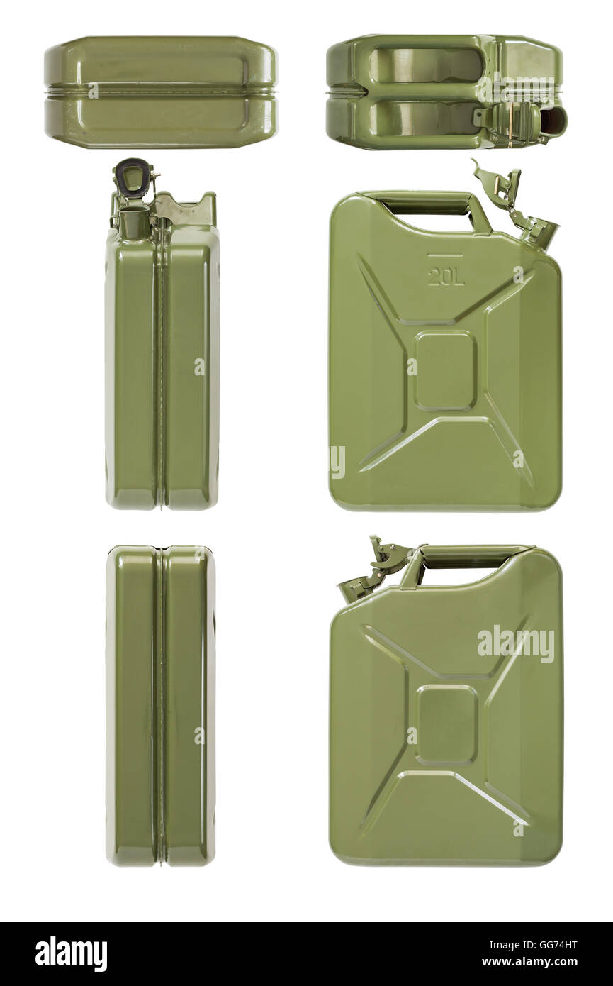 Open jerrycan. Set of all projections. Isolated on white Stock Photo ...