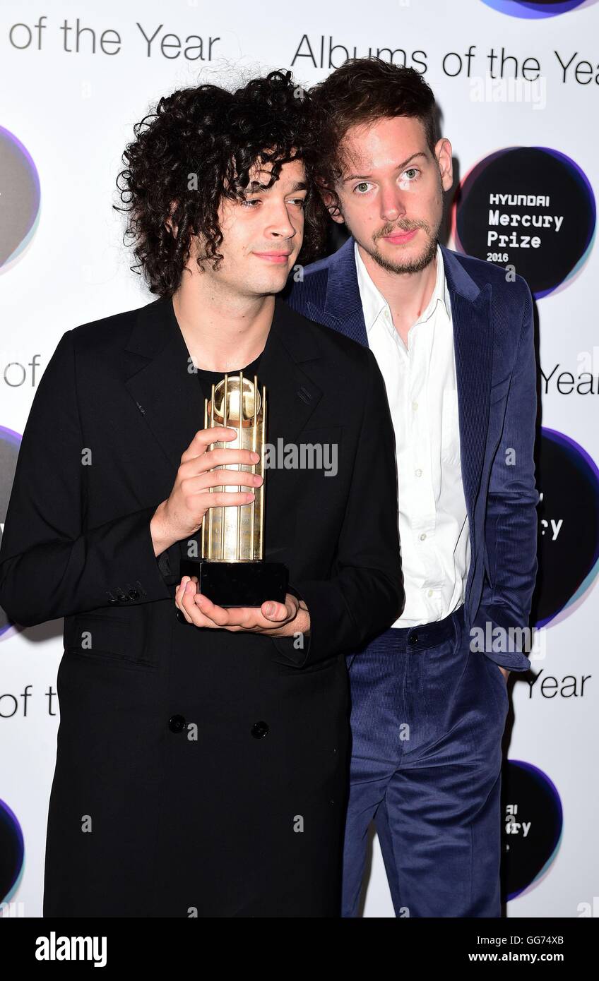 Matthew Healy (left) and Adam Hann of The 1975 attending the Hyundai ...