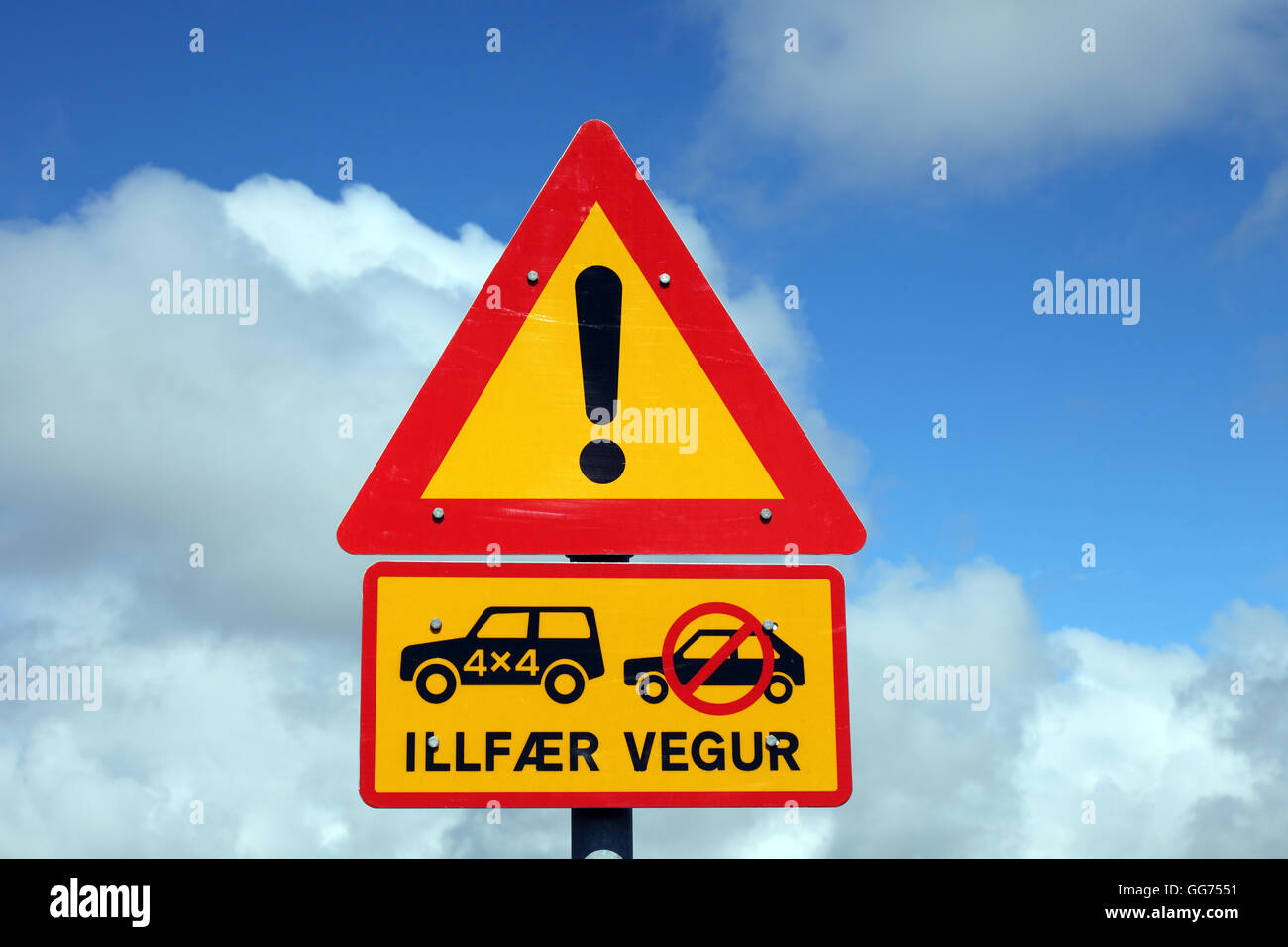 Road sign, Iceland Stock Photo - Alamy