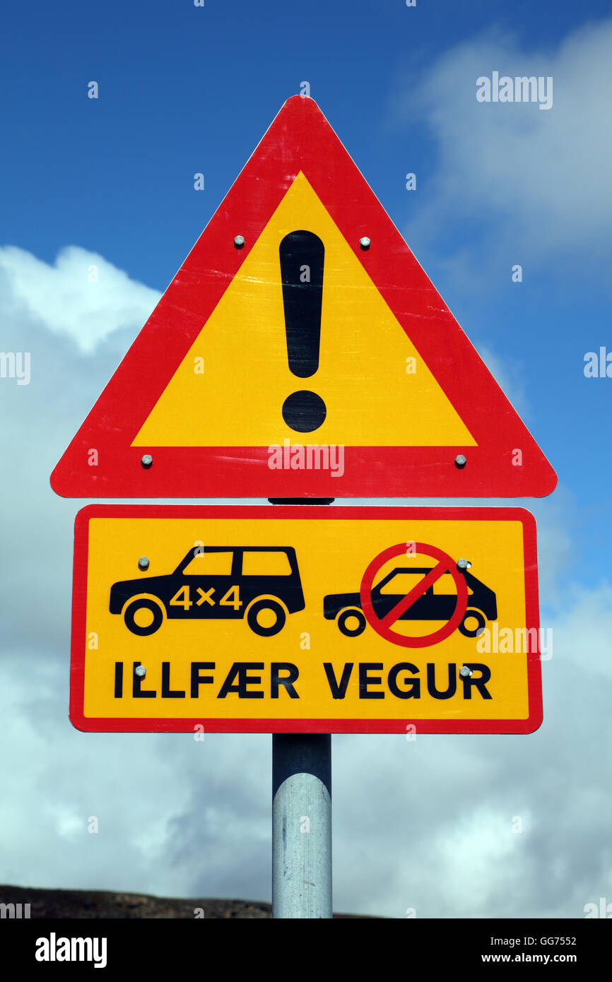 Road sign, Iceland Stock Photo - Alamy