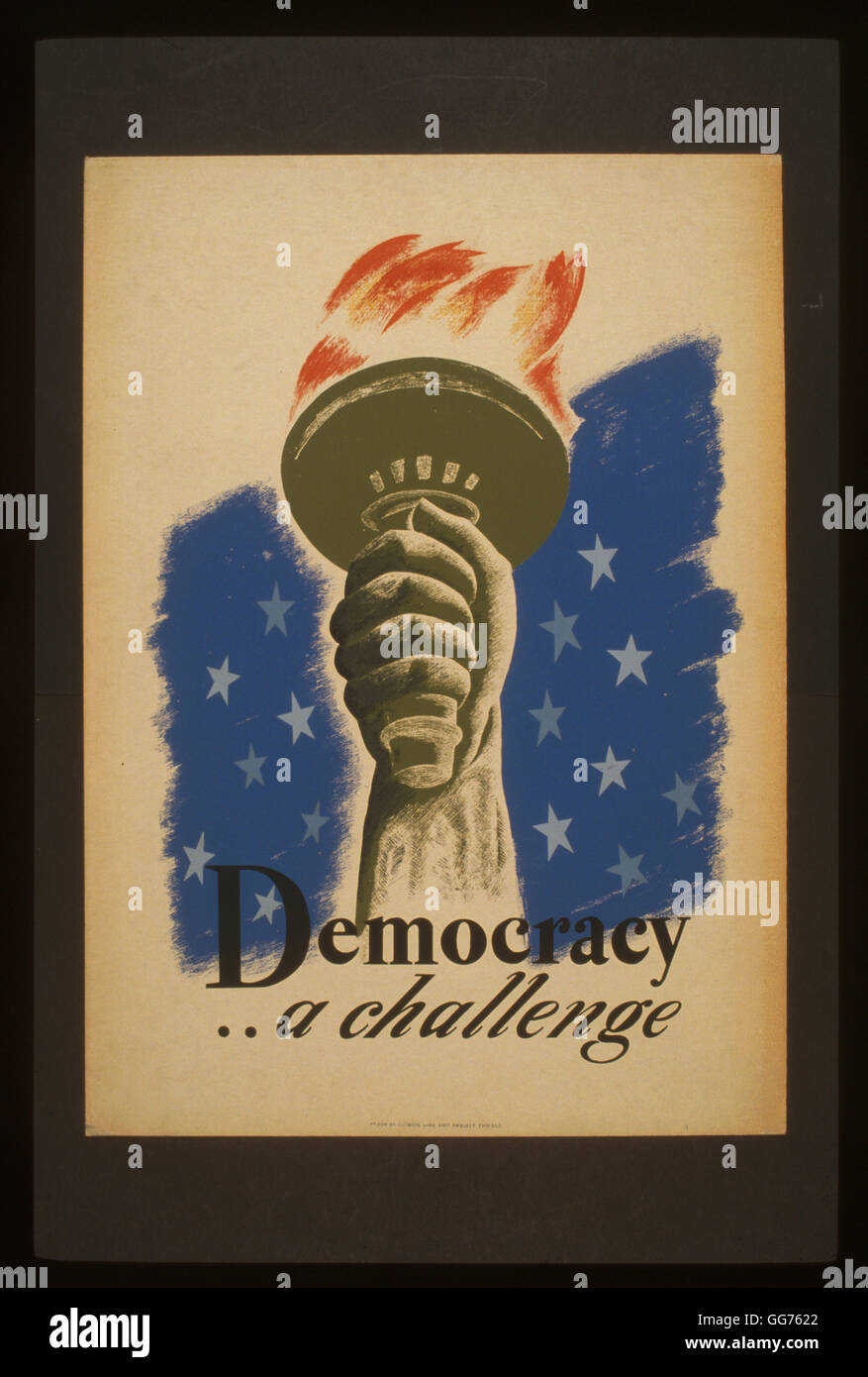 Poster for democracy showing the hand and torch of the Statue of ...