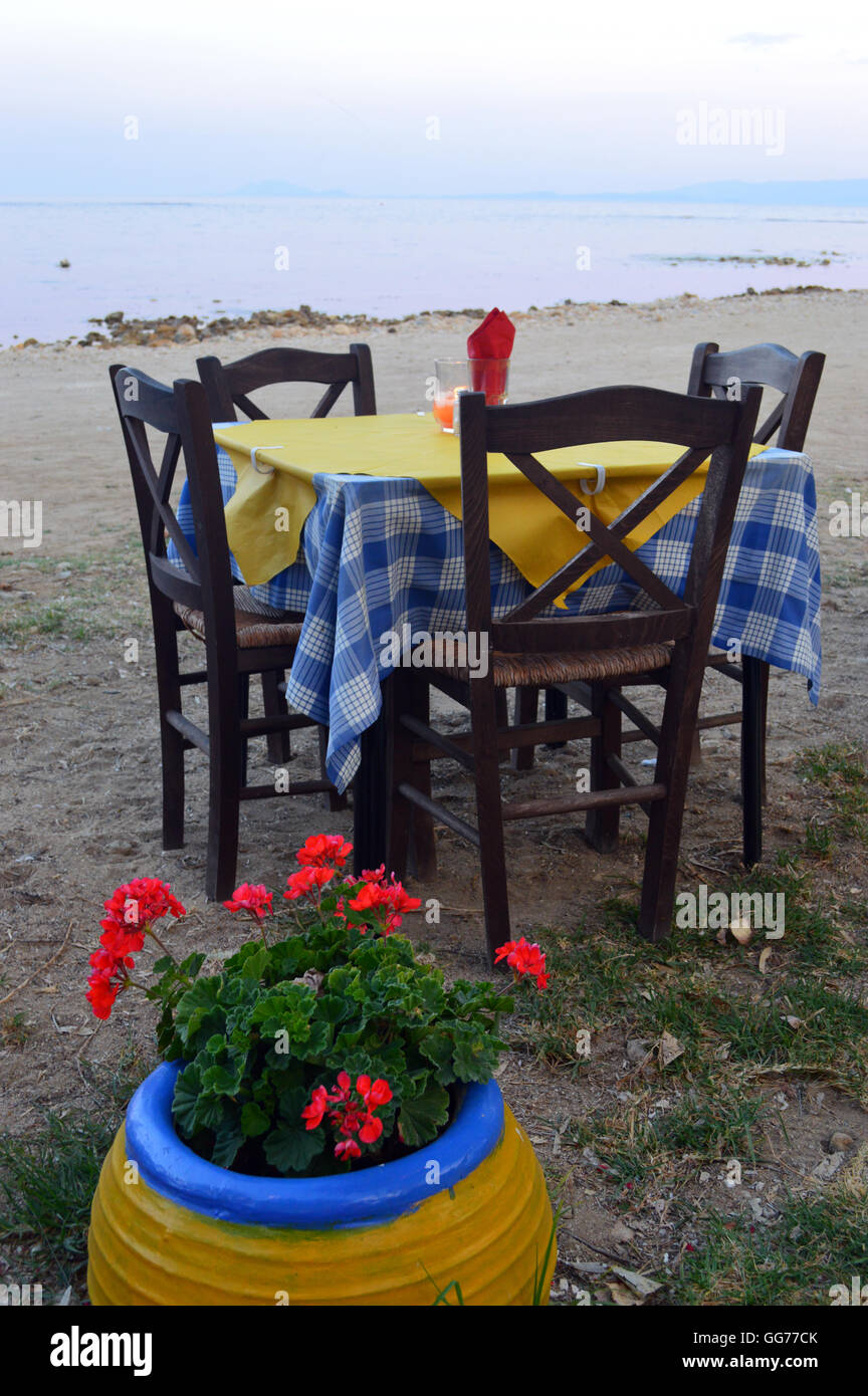 Table Set at Maria's Greek Taverna on the Beach near the Harbour ...
