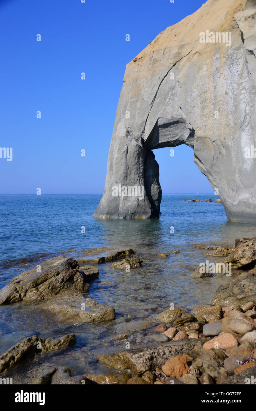Sandstone Sea Arch near Katelios Harbour on the Greek Island of ...