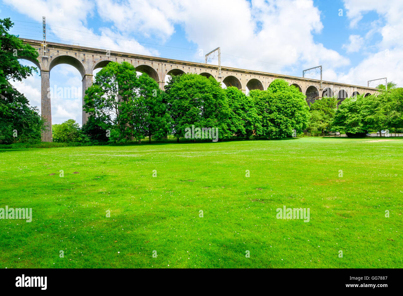 Digswell Viaduct (Welwyn Viaduct) seen from the ground. It’s located ...
