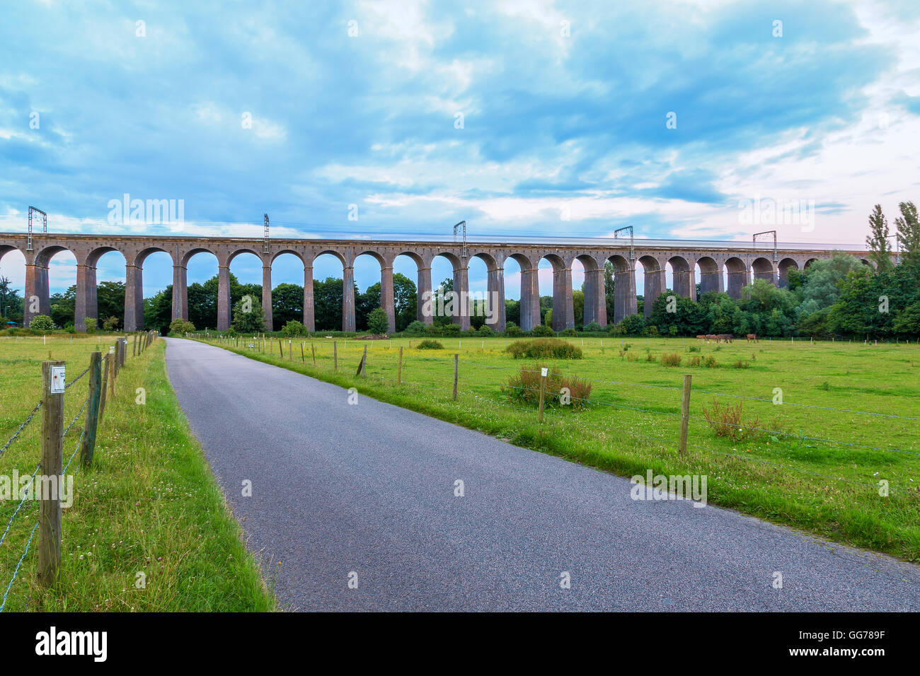 Dusk at Digswell Viaduct (Welwyn Viaduct), located between Welwyn ...