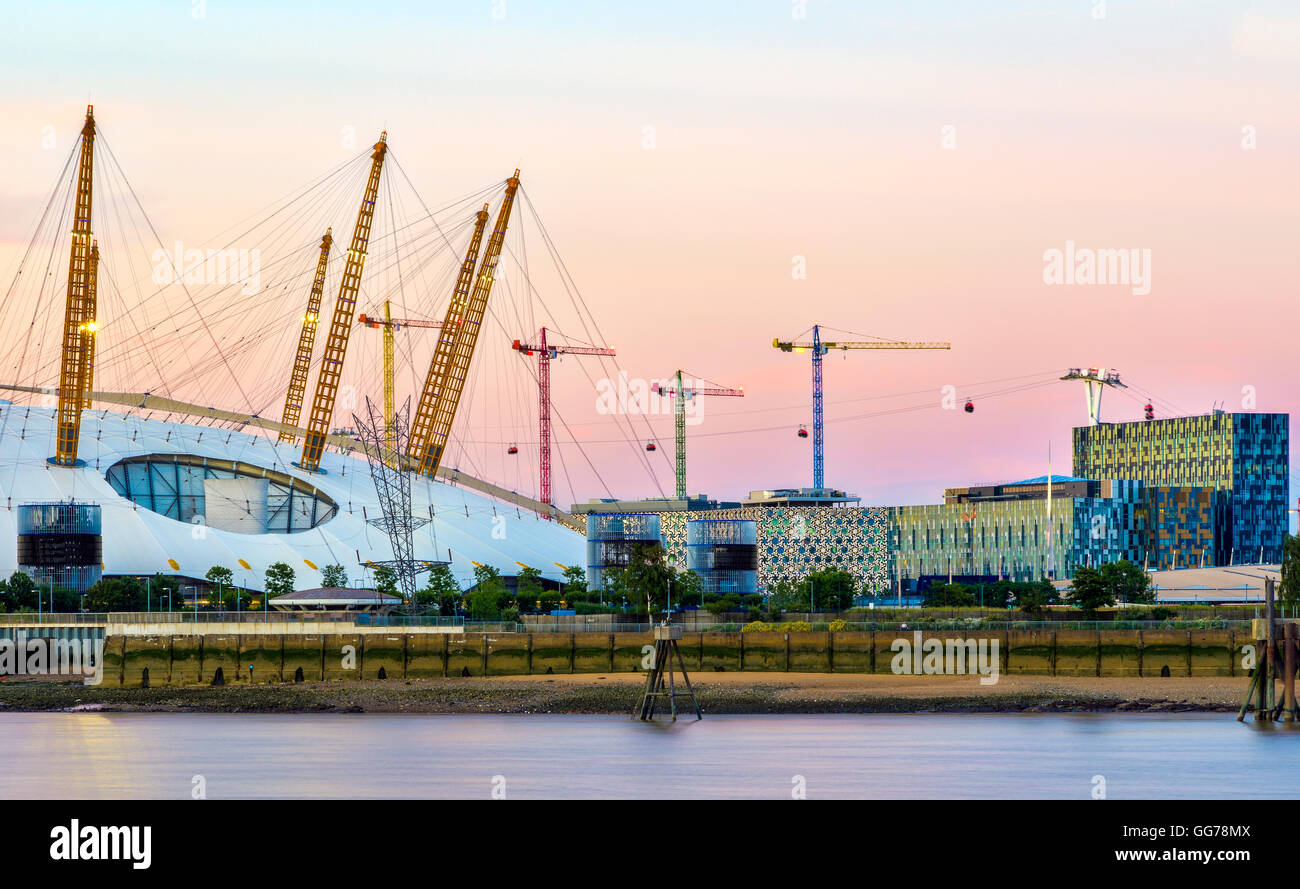 View of river Thames and O2 arena at sunset Stock Photo - Alamy