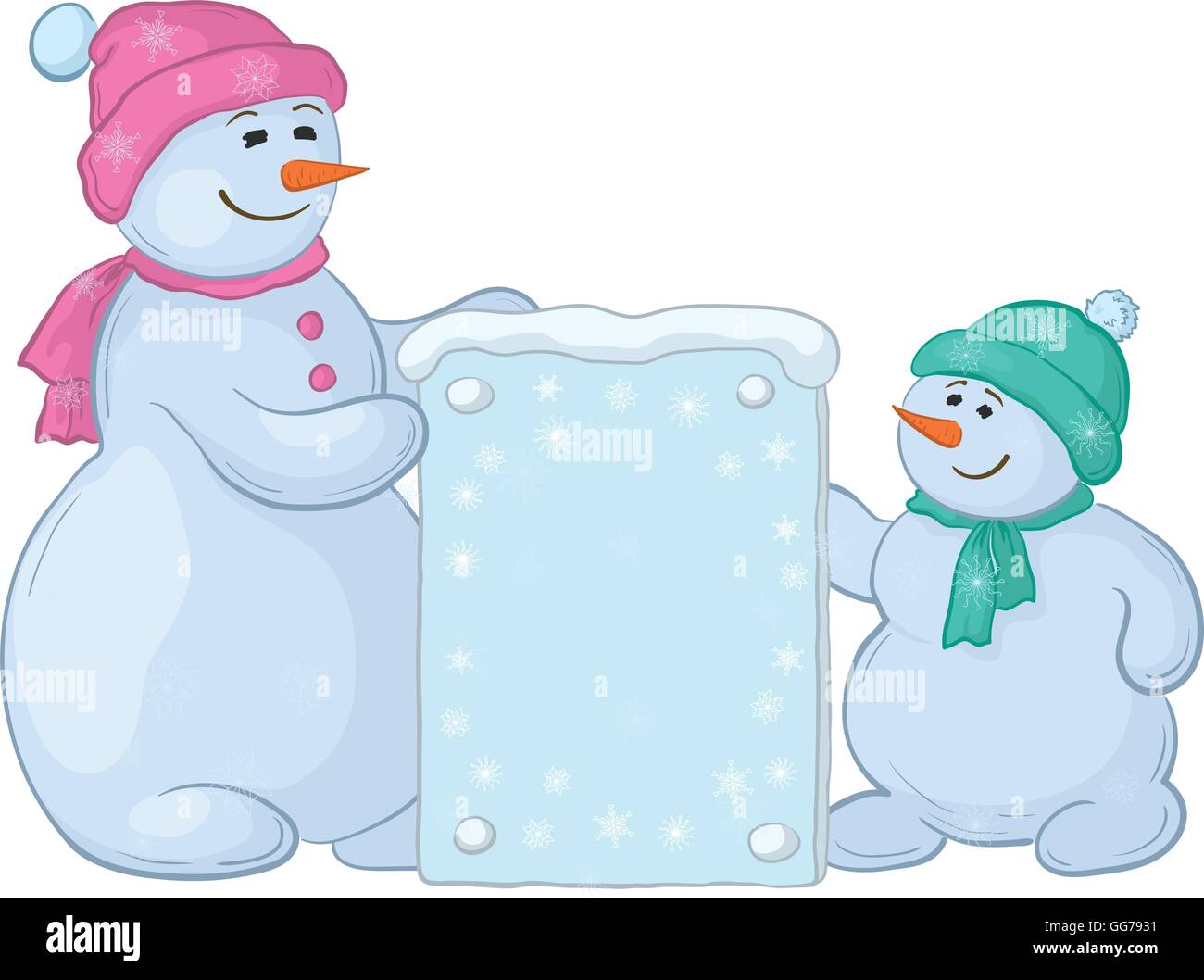 Snowmens with sign Stock Vector Image & Art - Alamy