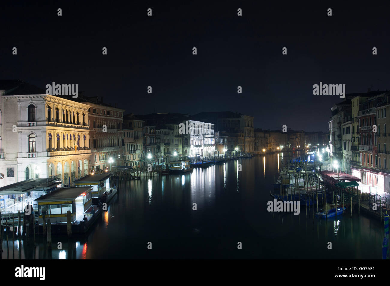 Venice by night, long exposure picture. View over the Canal grande ...