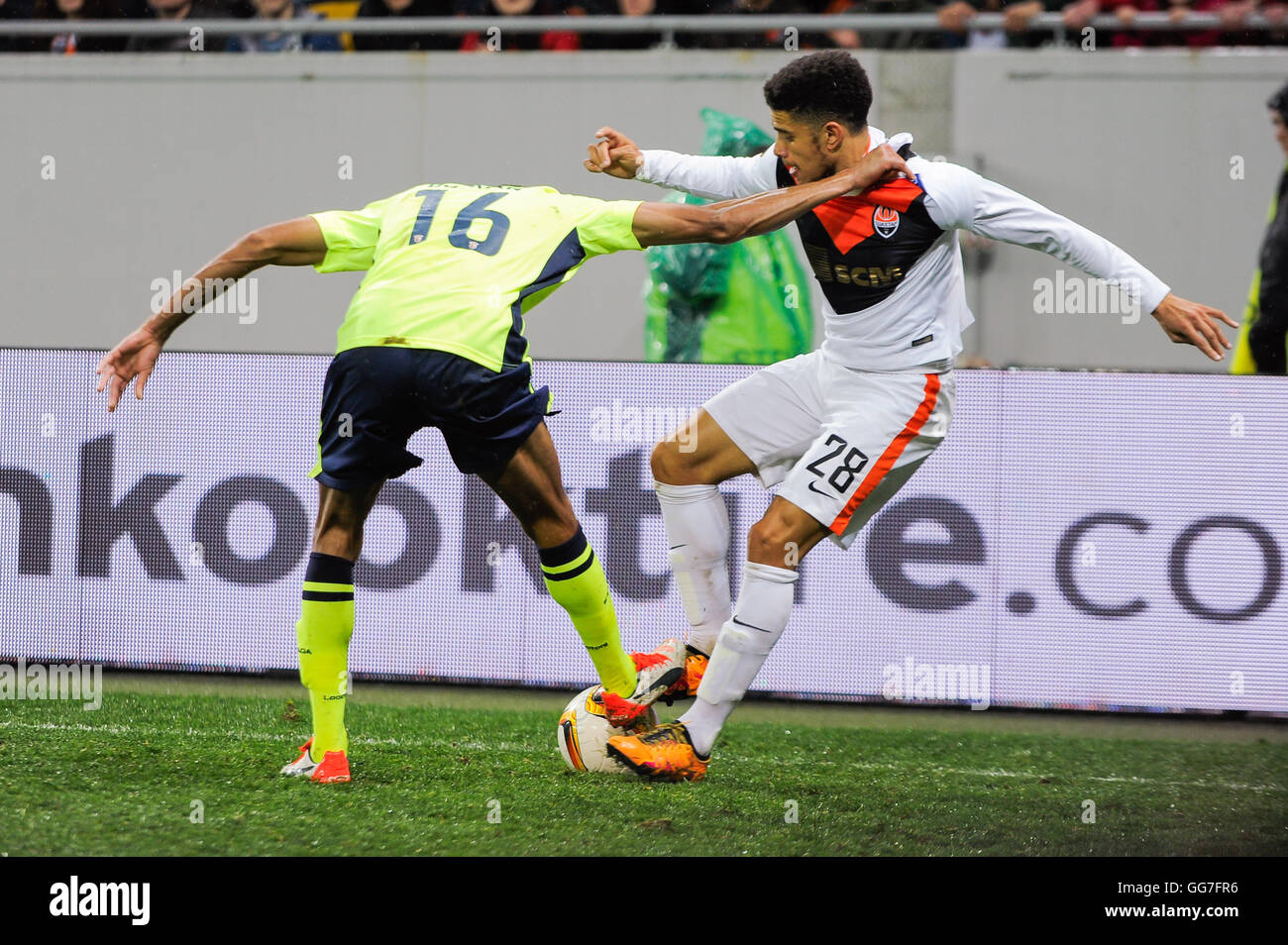 Football players are during the Europa League quarter-final return leg ...