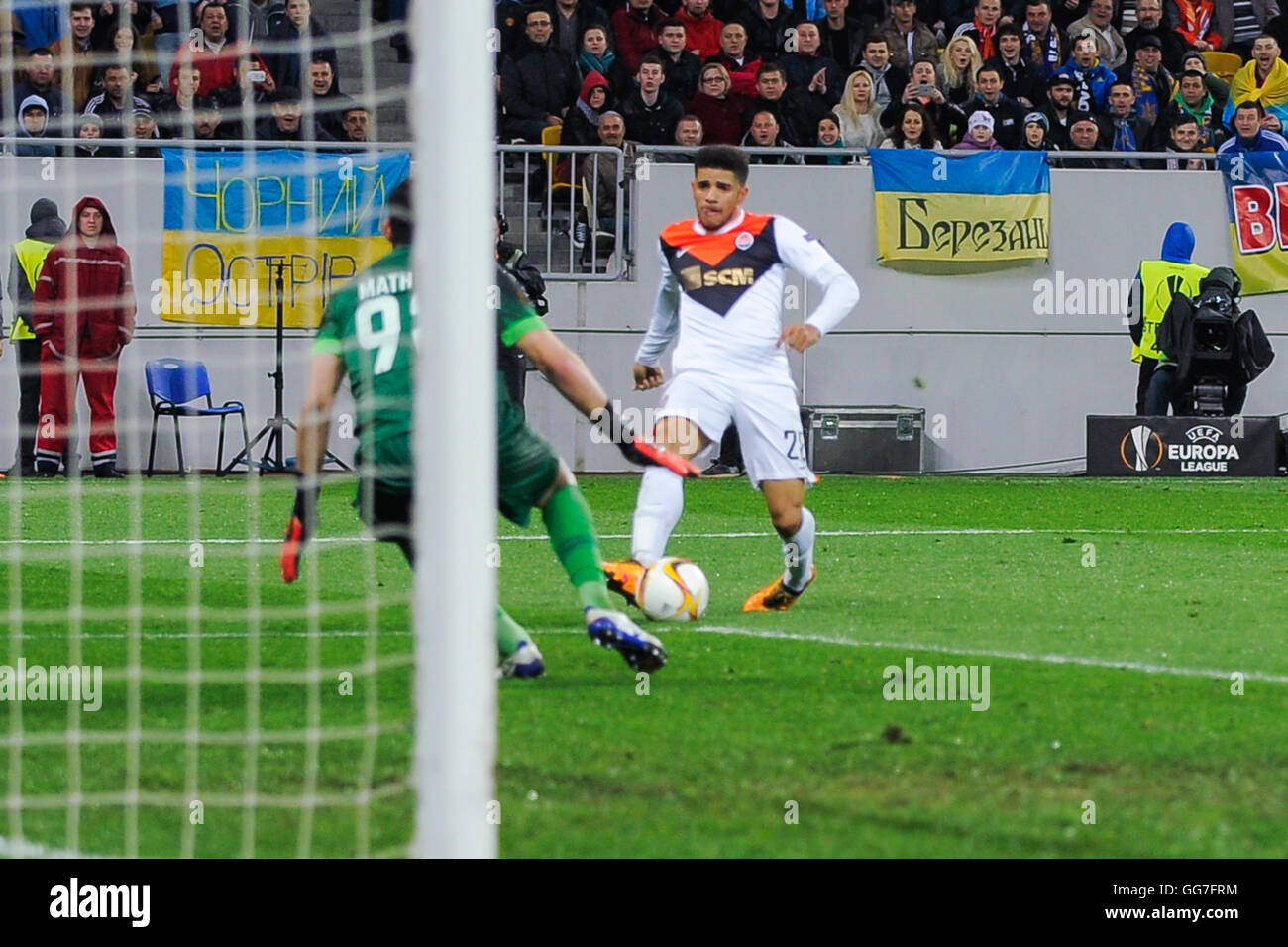 Football players are during the Europa League quarter-final return leg ...