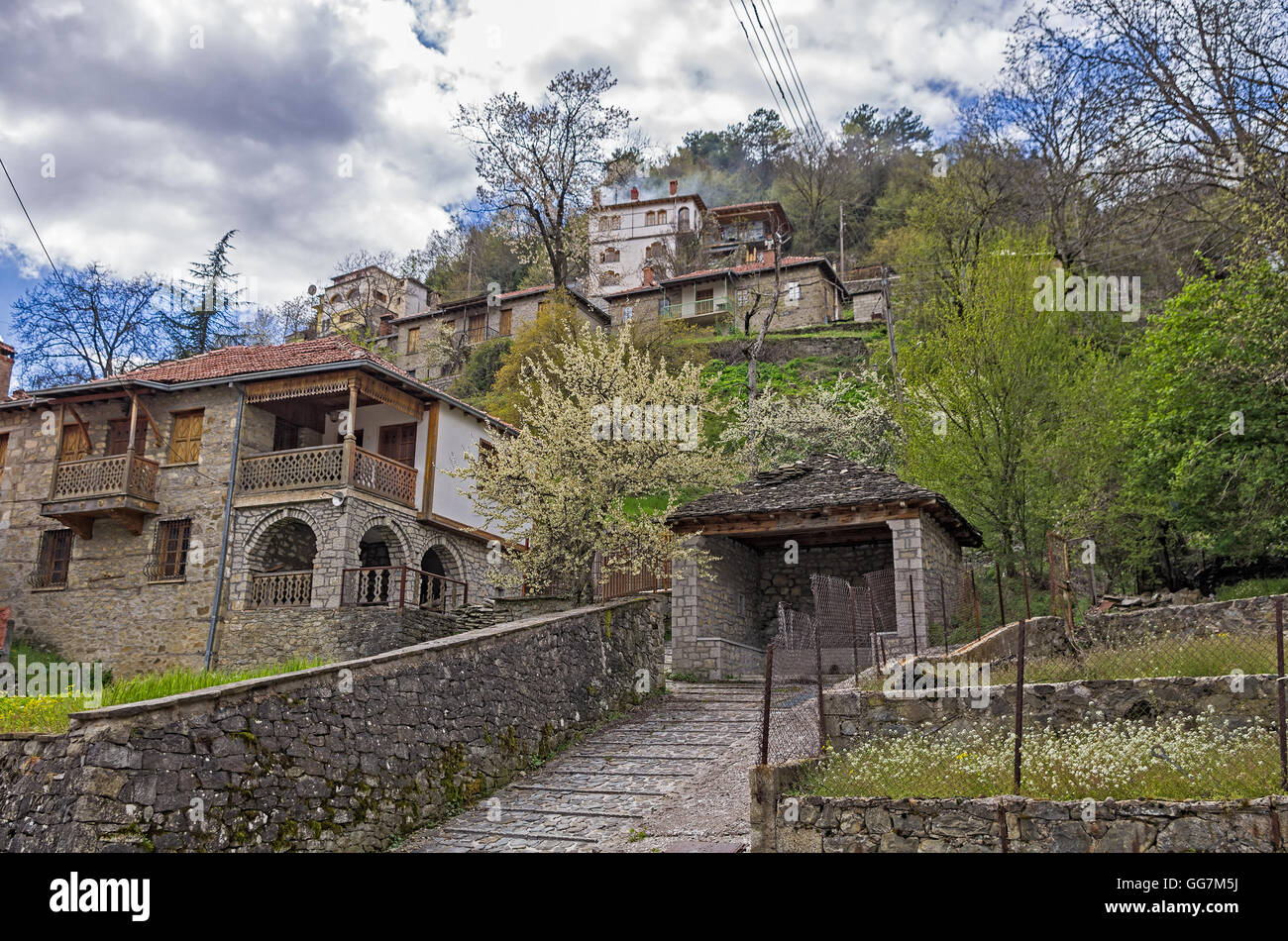 Traditional architecture in Metsovo, Greece Stock Photo - Alamy