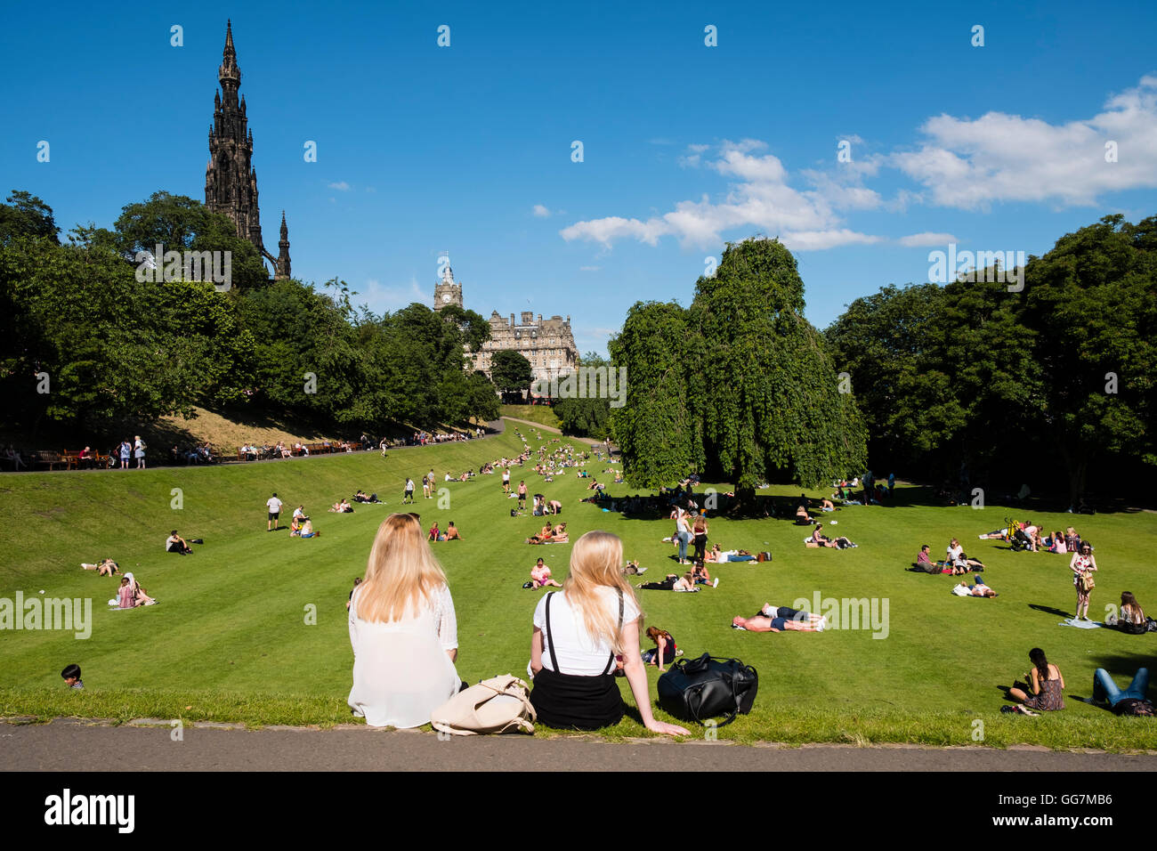 Summer hot weather brings many people into Princes Street Gardens in ...