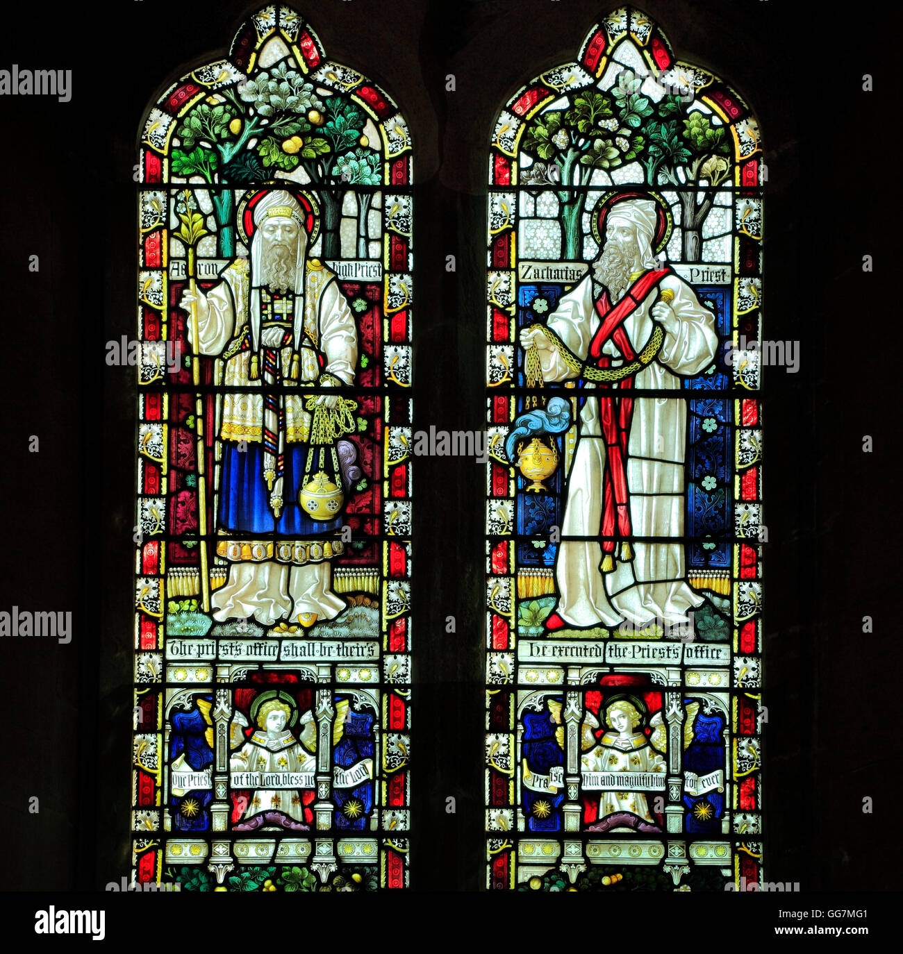 Aaron and Zacharias, priest priests Old Hunstanton, stained glass ...
