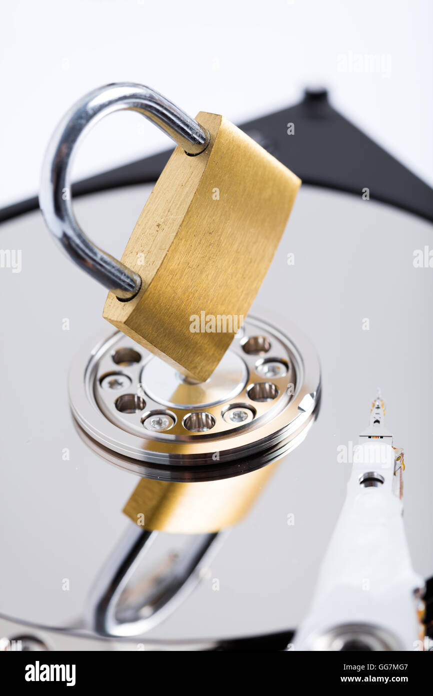 computer hard drive and lock, close up Stock Photo - Alamy