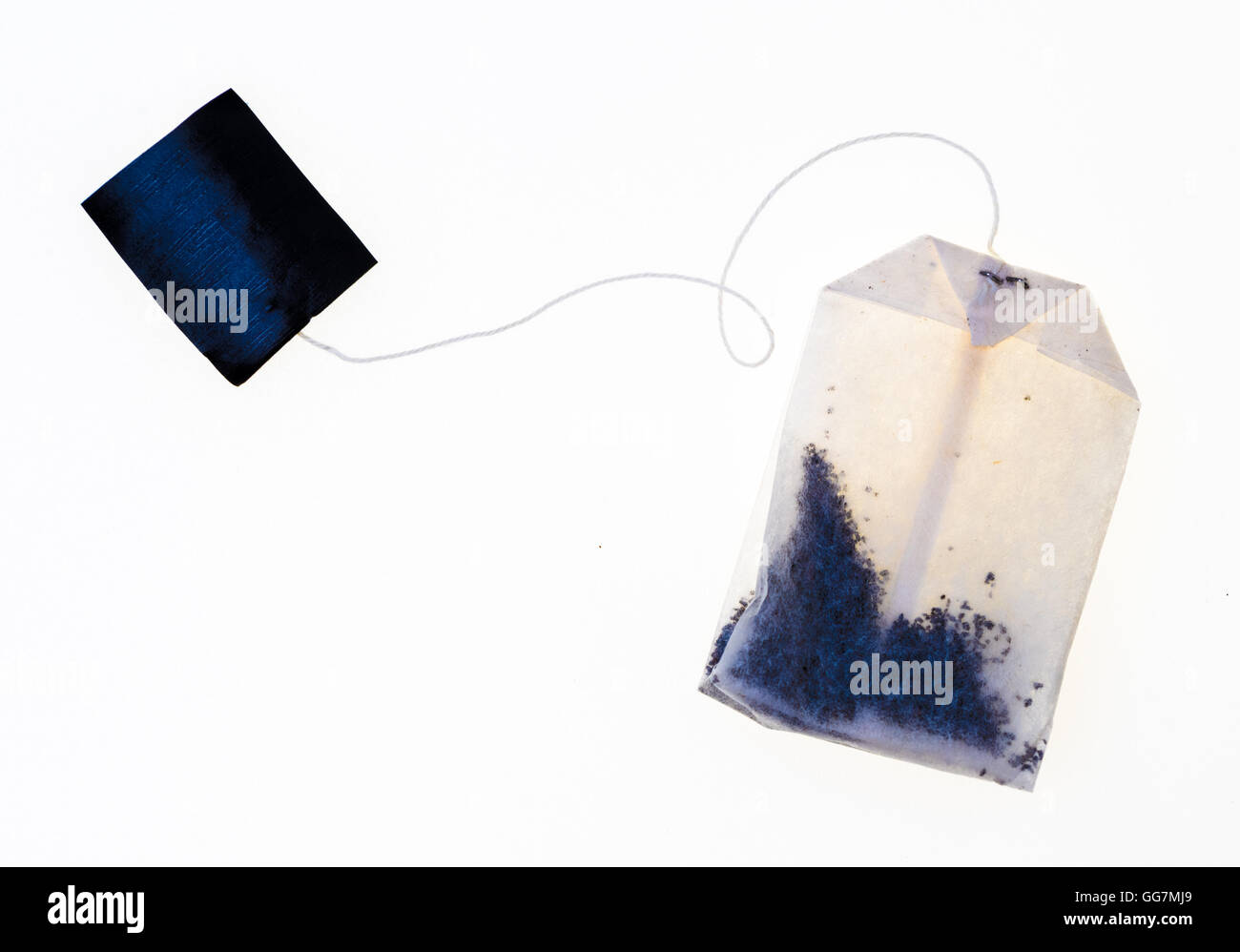 Paper Tea Bag with rope and black label isolated on white background ...