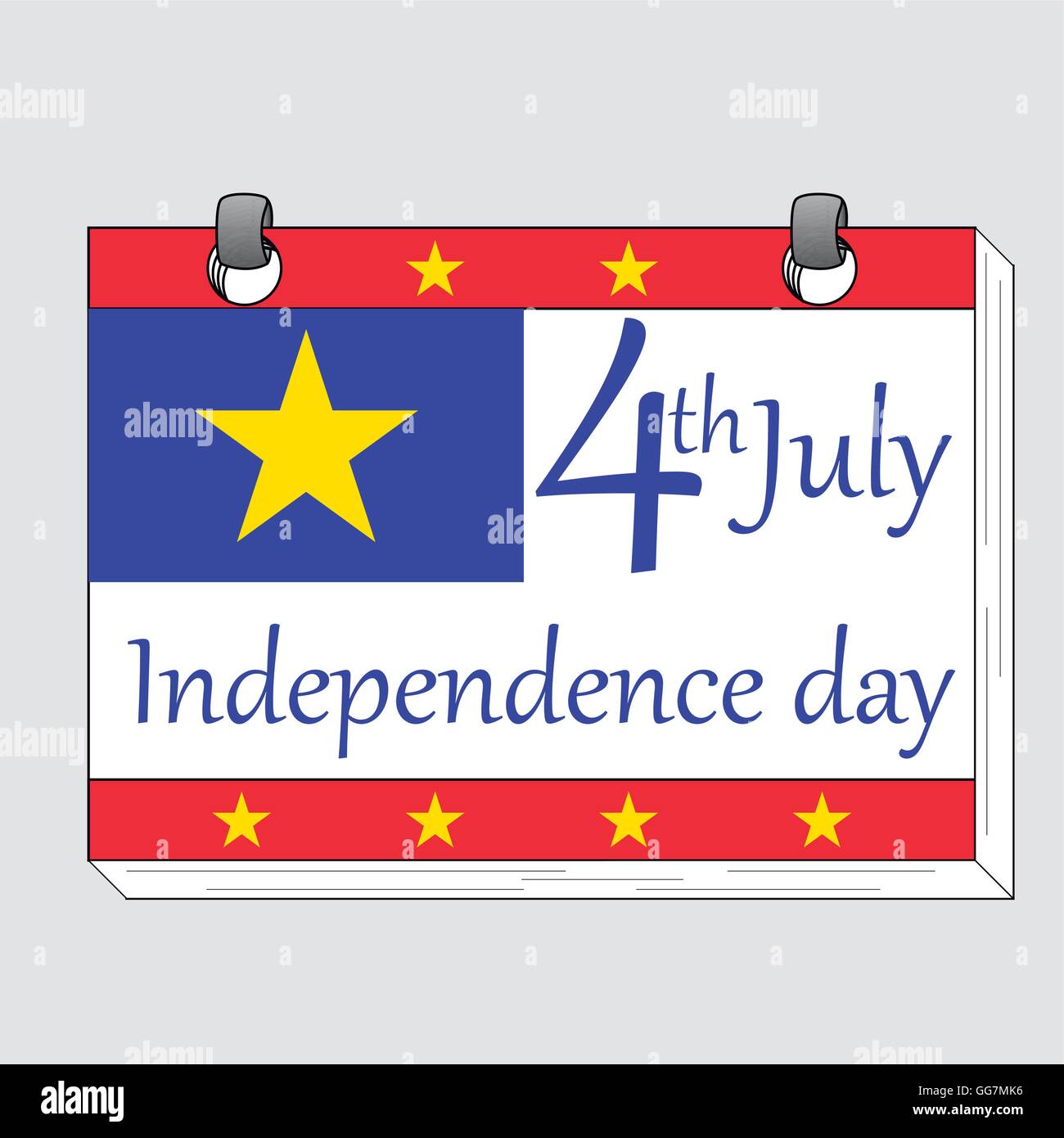 a white calendar with some text and stars for independence day Stock ...