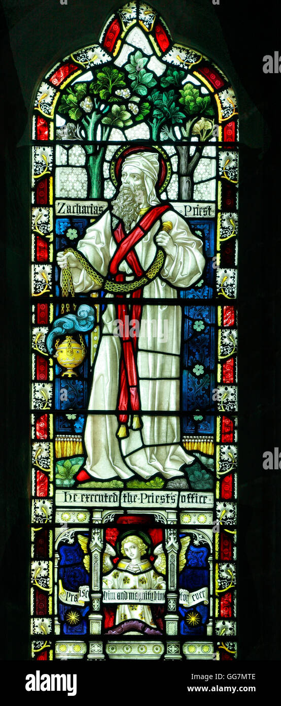 Zacharias, Priest, Old Hunstanton stained glass window, by Clayton and ...