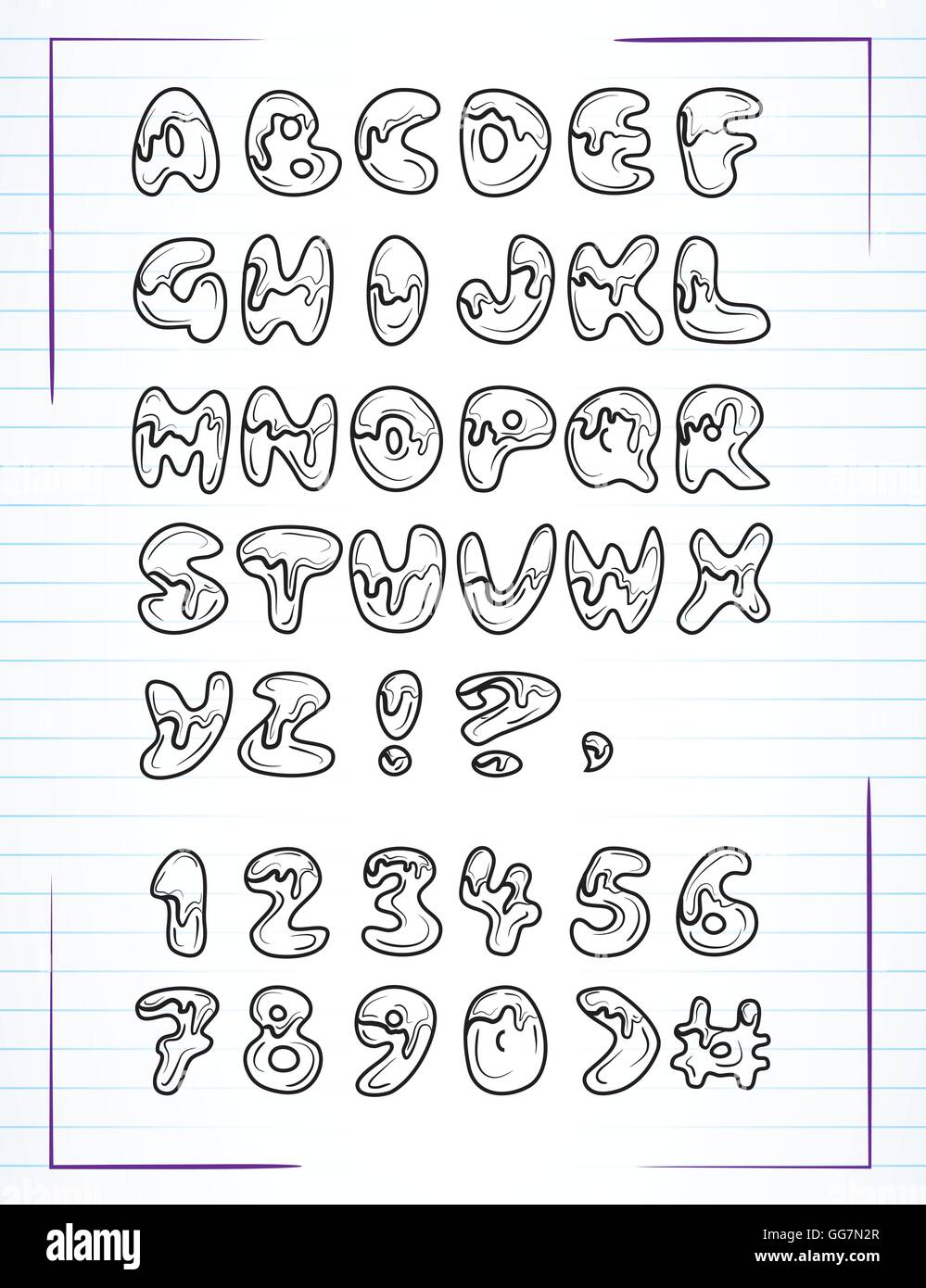 doodle alphabet drawn on the page notebook. Vector Stock Vector Image ...
